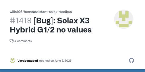 [bug] Solax X3 Hybrid G1 2 No Values · Issue 1418 · Wills106