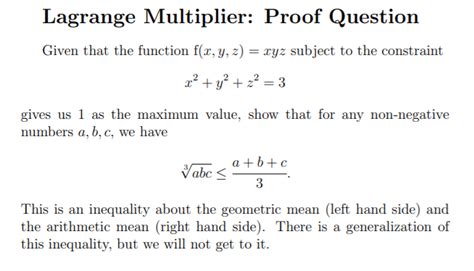 Solved Lagrange Multiplier Proof Question Given That The Chegg Com