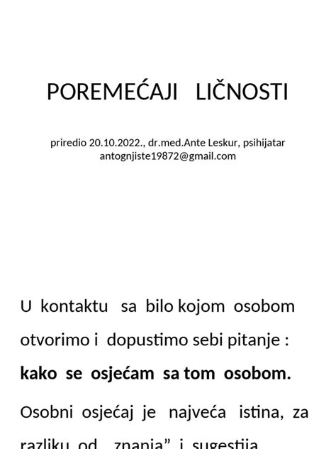 Vrste Poremećaja Ličnosti Pdf Vrste Poremećaja Ličnosti Pdf