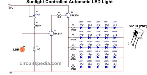 LDR Darkness Sensor Circuit Automatic Night Light Circuit