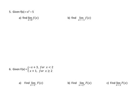 Solved Find The Following Limits Of F X Given The Graph Chegg