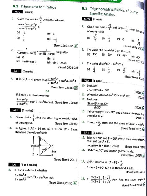 10th Trigo Practice Questions Pdf Trigonometric Functions