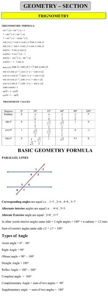 Geometry Formulas And Tricks Examples