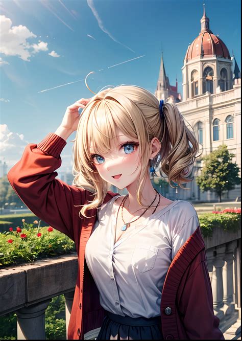 Anime Girl With Blonde Hair And Blue Eyes Posing For A Picture Seaart Ai