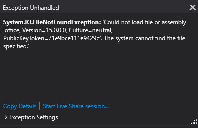 C Can T Find The Microsoft Office Interop Excel Package For Excel Stack Overflow