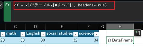 Python in ExcelでPandasを使う テーブルDataFrameの操作 prtn blog