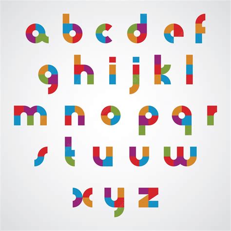 Premium Vector Colorful Sectored Font With Rounded Lower Case Letters