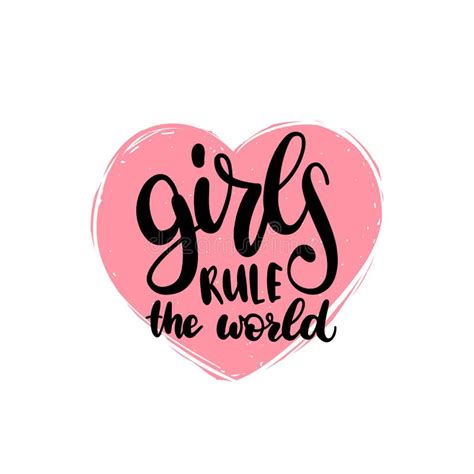 Girls Rule The World Hand Lettering Printvector Calligraphic