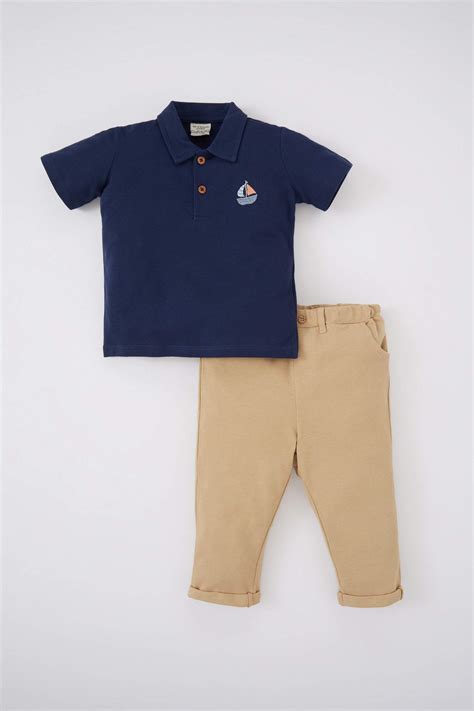 النيلي طفل صغير طقم اولادي قميص نص كم وبنطلون قطعتين 2754151 Defacto