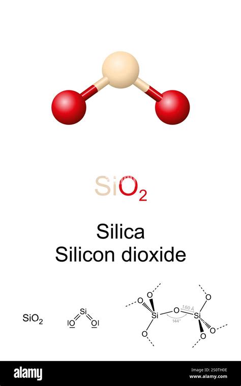 Silicon Dioxide Silica Sio2 Molecule Model Chemical Structure And Formula Commonly Found In