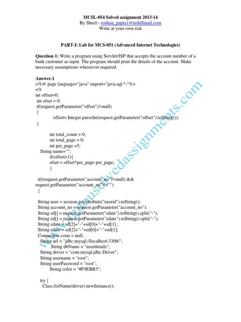 Mcsl 054 Solved Assignment 2013 14 Pdf Computer Programming