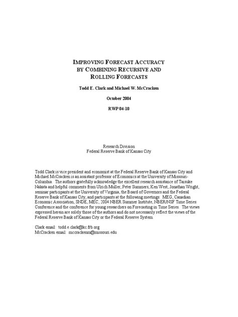 Rolling Regression 2 Pdf Forecasting Mean Squared Error