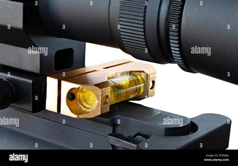 Level Being Used To Check The Level On A Rifle Scope Being Mounted Stock Photo Alamy