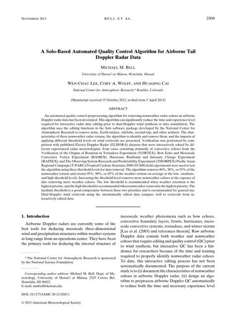 pdf a solo based automated quality control algorithm for algorithm