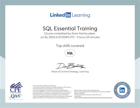 ansar kamarudeen on linkedin certificate of completion