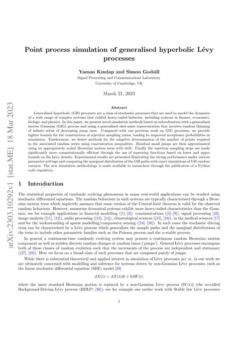 Pdf Point Process Simulation Of Generalised Hyperbolic L Evy Processes