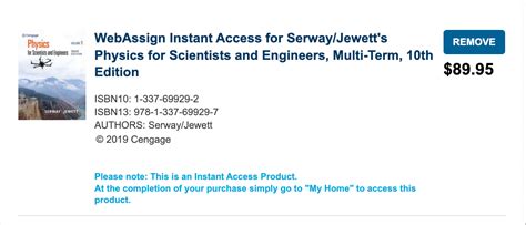 Cengage Webassign For Physics [multi Term Or One Time Access] R Concordia