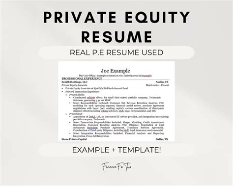 Private Equity Resume Template Etsy