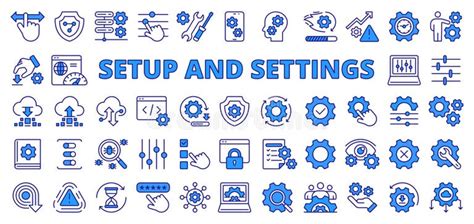 Setup And Settings Icons In Line Design Blue Setup Settings Configuration Preferences