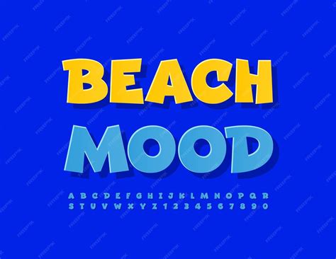 Premium Vector Vector Funny Poster Beach Mood Blue Sticker Font