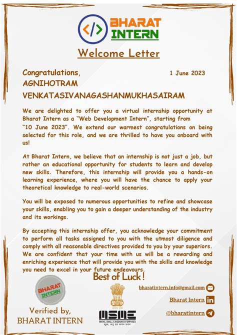 Vsnshanmukha Sai Ram Agnihotram On Linkedin Intern Internship