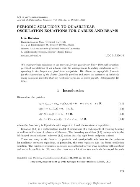 Periodic Solutions To Quasilinear Oscillation Equations For Cables And Beams Request Pdf