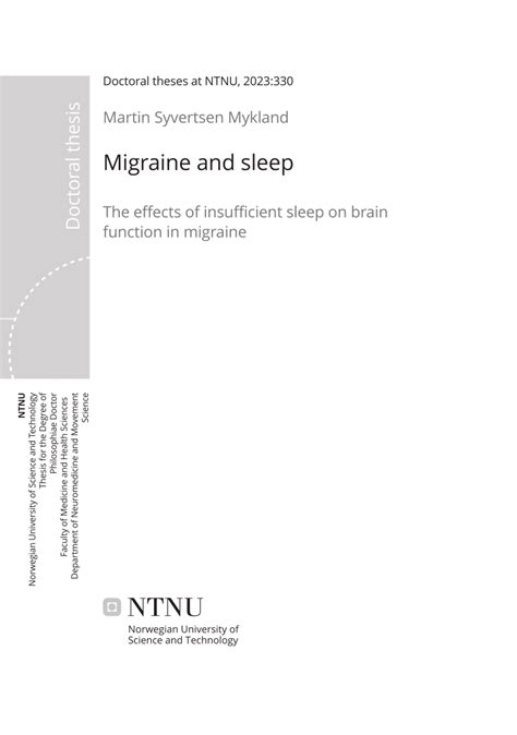 Pdf Migraine And Sleep The Effects Of Insufficient Sleep On Brain