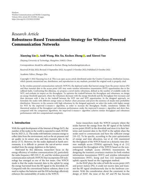 Pdf Robustness Based Transmission Strategy For Wireless Powered