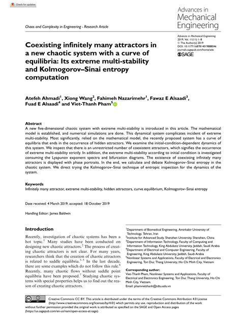 Pdf Coexisting Infinitely Many Attractors In A New Chaotic System With A Curve Of Equilibria