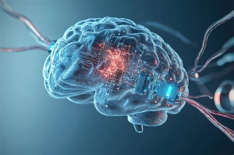 Brain With Circuits Depicting The Fusion Of Technology And Biology In A Digital Environment