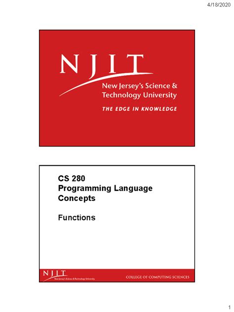 Functions Examples Cs 280 Programming Language Concepts Functions