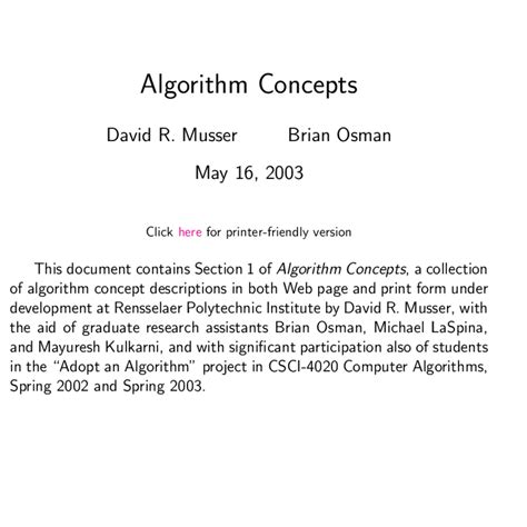 Algorithm Concepts Lecture Slides Csci 4020 Docsity