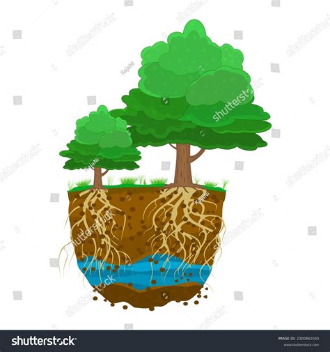 Trees Root System Soil Tree Growing Stock Vector Royalty Free