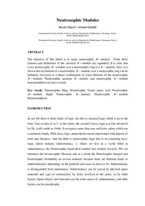 Pdf Neutrosophic Modules Ahmed Hatip