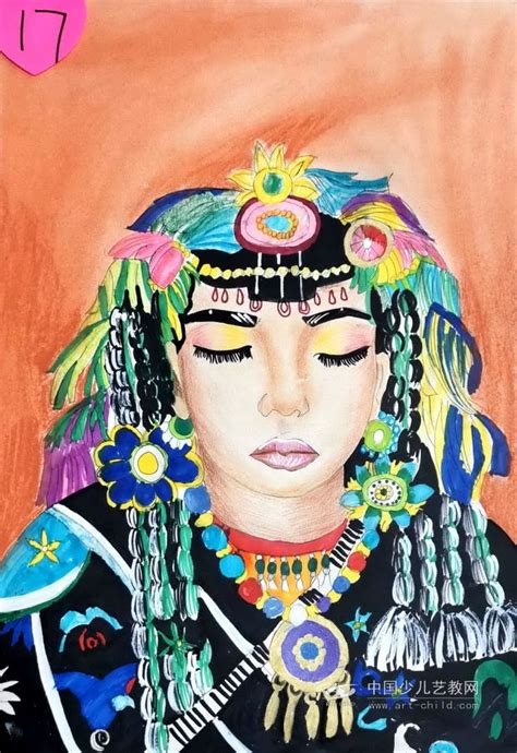藏族女孩—《少儿画苑》国际少儿书画大赛作品赏析 中国少儿艺教网 资讯