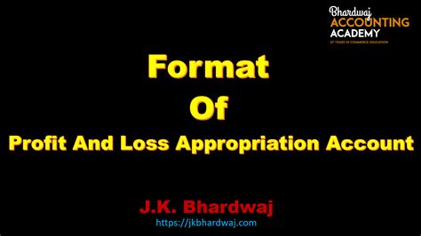 Format Of Profit And Loss Appropriation Account Class 12