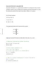 Gaussian Elimination Using MATLAB Docx Gaussian Elimination Using MATLAB Gaussian Elimination