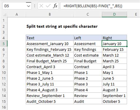 Split Text String At Specific Character Excel Formula Exceljet