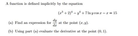 solved a function is defined implicitly by the equation