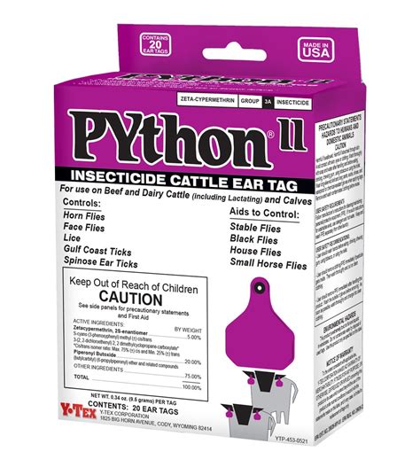 Y Tex Python Ii Insecticide Cattle Ear Tags — Jeffers