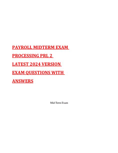 Payroll Midterm Exam Processing Prl 2 Latest 2024 Version Exam