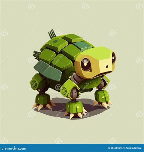 Robot Turtle Machine Character Design Template In Vector Cartoon