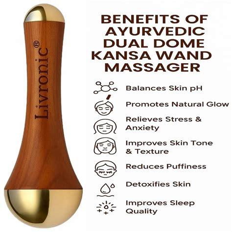 Certified Premium Kansa Wand Massager Ayurvedic 2 In 1 Bronze Dual Dome