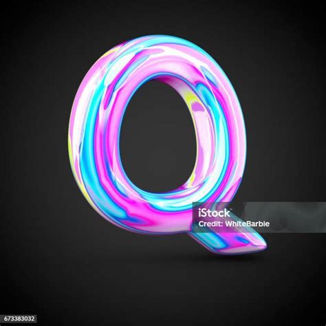 광택 있는 홀로그램 알파벳 편지 Q 대문자 검은 배경에 고립 0명에 대한 스톡 벡터 아트 및 기타 이미지 0명 3차원 형태 검은색 Istock