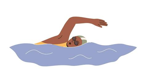 Swimmer Swimming In Pool Flat Cartoon Vector Isolated Illustration