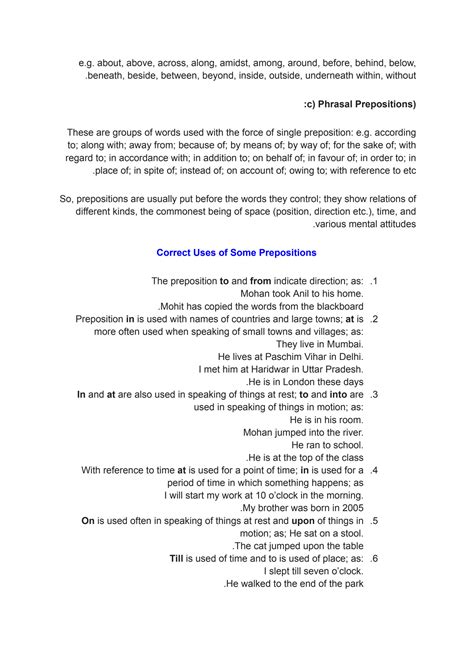 SOLUTION Prepositions Exercises For Class Cbse With Answers English Grammar Studypool