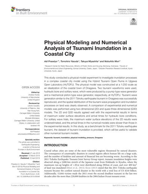Pdf Physical Modeling And Numerical Analysis Of Tsunami Inundation In