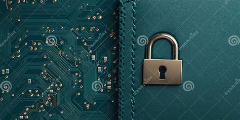 Digital Security Lock On Circuit Board Background Symbolizing