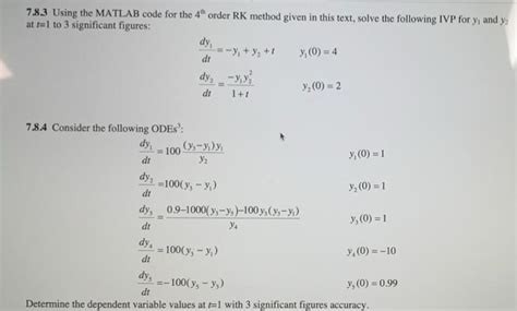 Solved 783 Using The Matlab Code For The 4th Order Rk