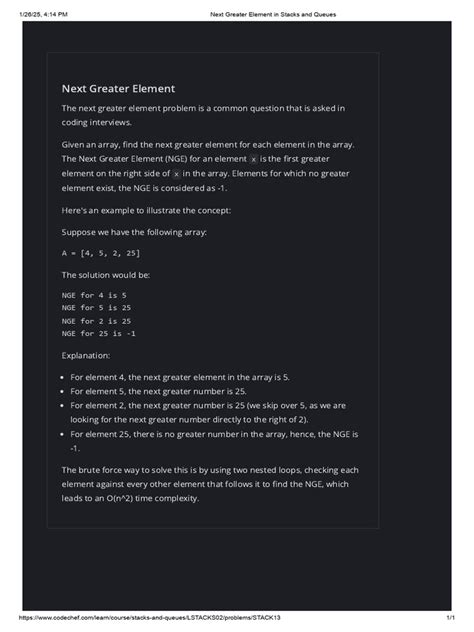 Next Greater Element In Stacks And Queues Pdf